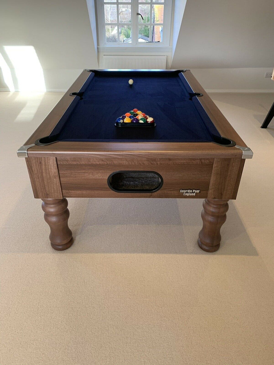 Geordie Pool Dark Walnut Pool Table Turned Legs – Man Cave Essentials