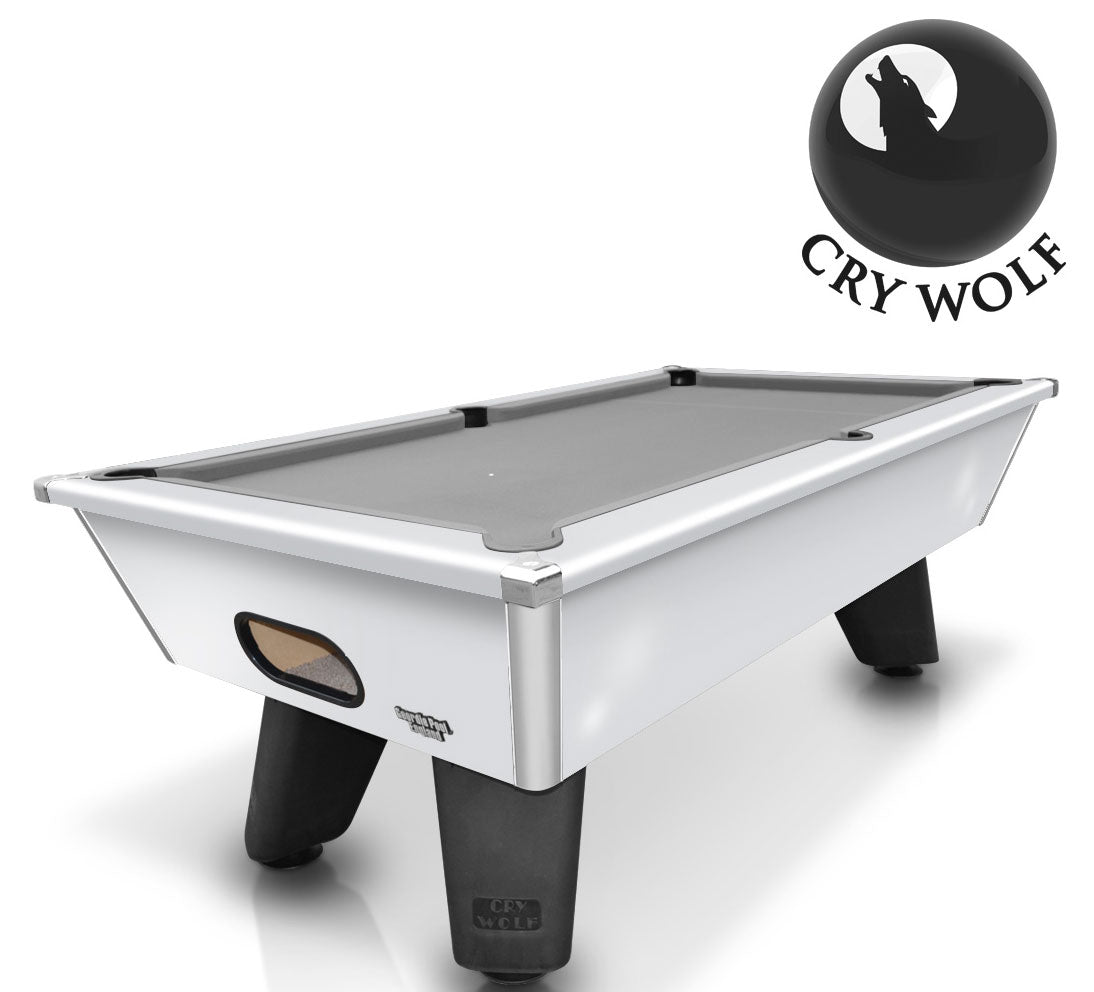 Outdoor CryWolf Gloss White Pool table Black Leg – Man Cave Essentials